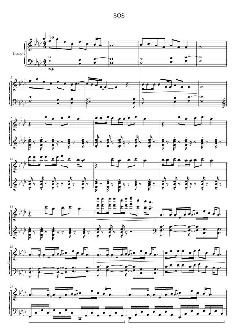 'SOS' - Piano Sheet Music By Arr: Harry McCabe | TOPiano