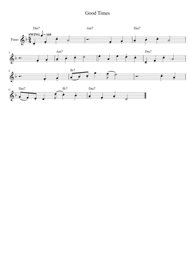'Good Times' - Piano Sheet Music By GAVAN HAHNENBERG | TOPiano