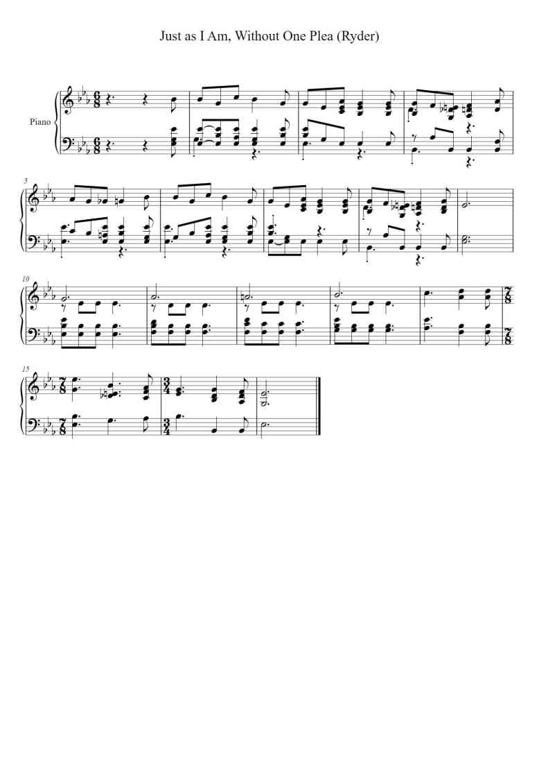 'Just as I am, without one plea' - Piano Sheet Music By xxx | TOPiano