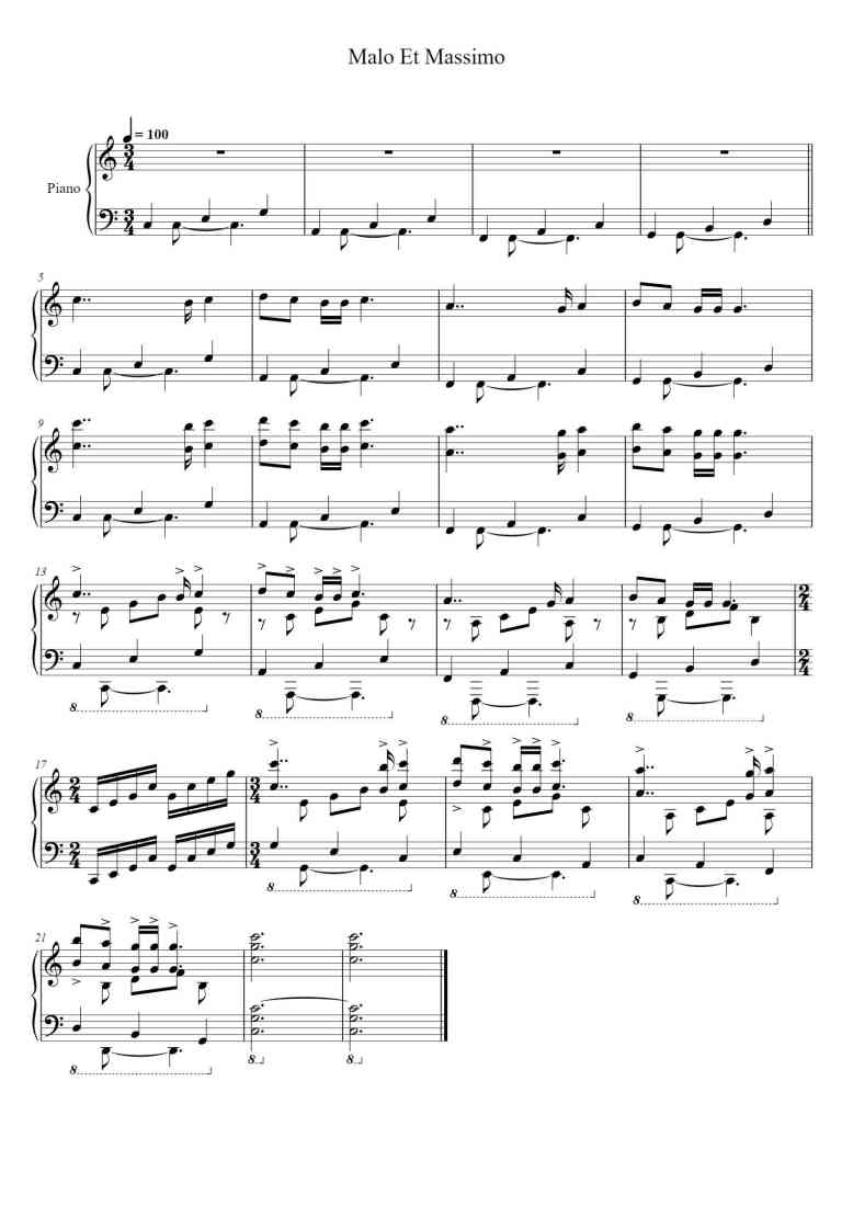 'Malo Et Massimo' - Piano Sheet Music By Johnny Minecraft & Johnny ...