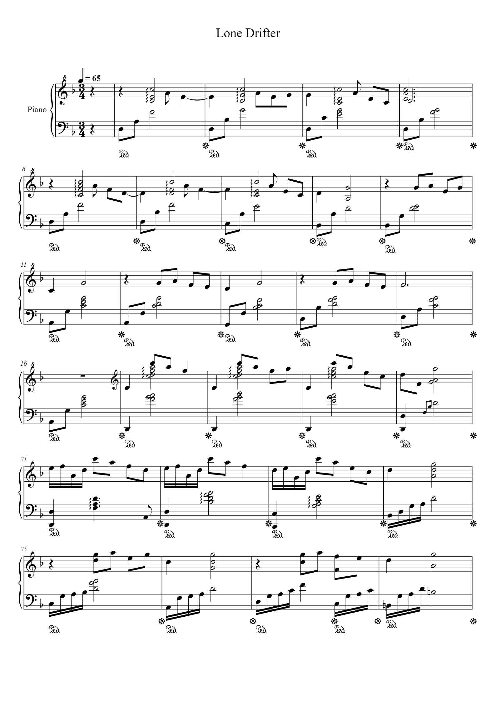 'Lone Drifter' - Piano Sheet Music By Yu-Peng Chen | TOPiano