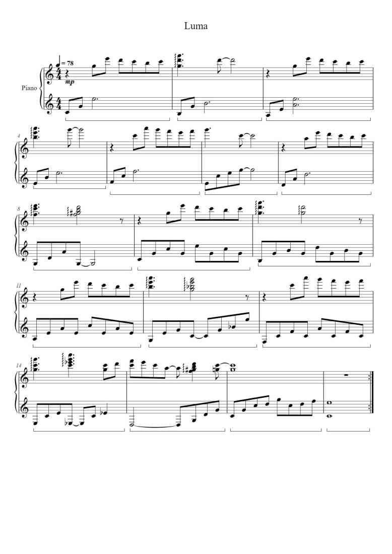 'Luma' - Piano Sheet Music By xxx | TOPiano