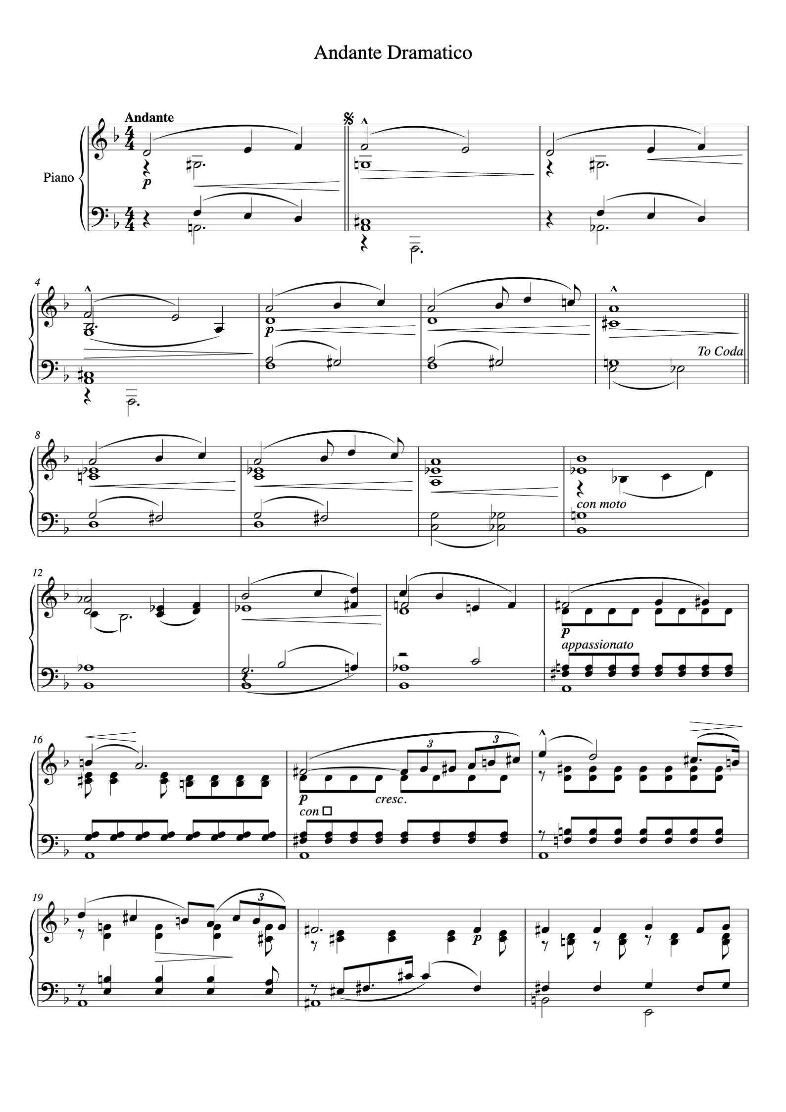 Andante Dramatico钢琴谱 - Gaston Borch (1871-1926) - free piano sheet ...