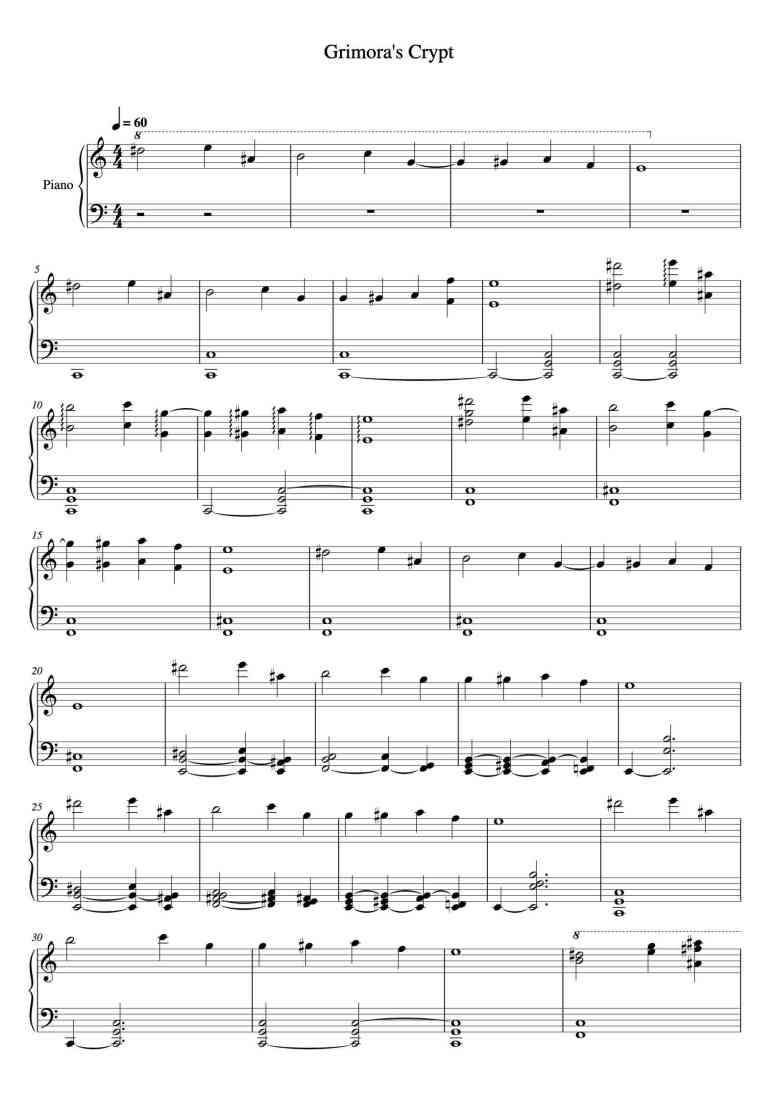 'Grimora's Crypt' - Piano Sheet Music By Intian Pricehead | TOPiano