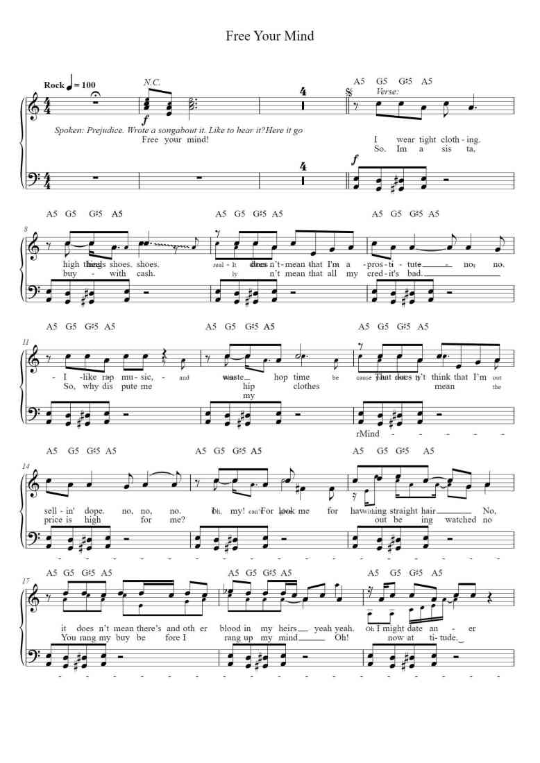 Free Your Mind钢琴谱 - Lyrics and Music by THOMAS McELROY & DENZIL FOSTER ...