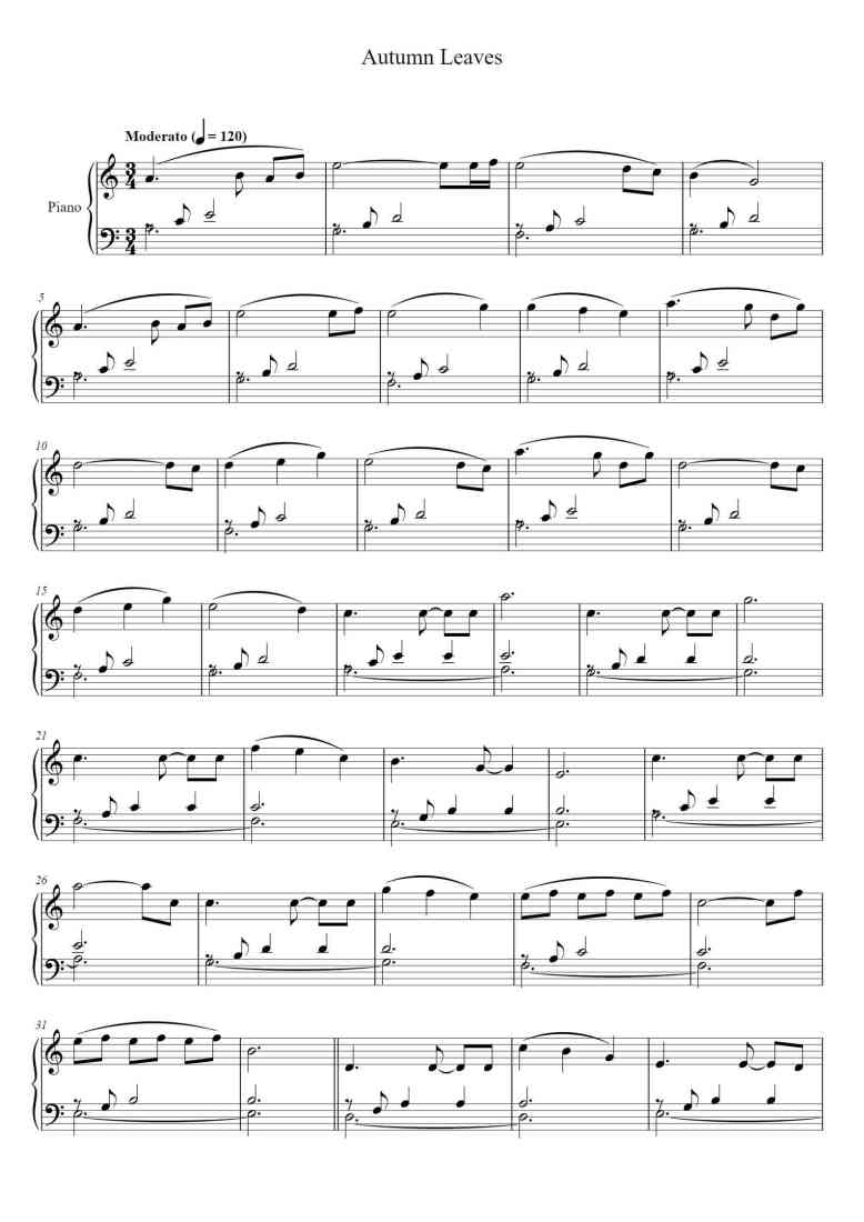 Autumn Leaves钢琴谱 - Anthony Greninger Transc. by David Badillo - free ...