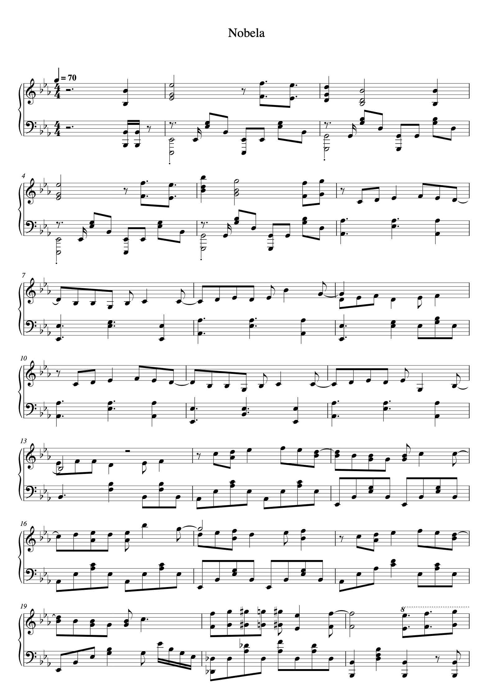 'Nobela' - Piano Sheet Music By Arranged by Sleyaah Original : Join The ...