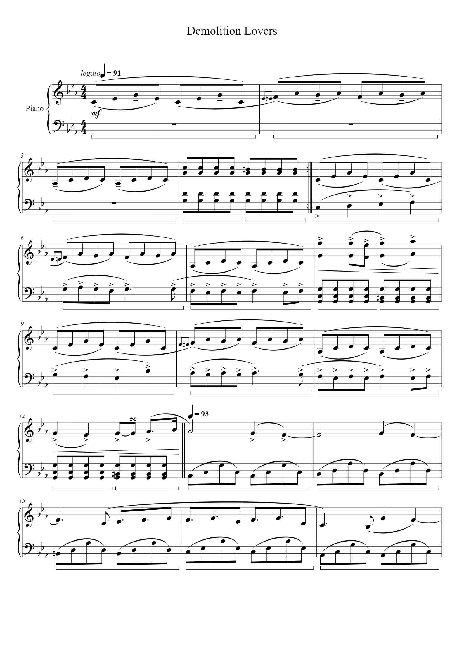 'Demolition Lovers' - Piano Sheet Music By My Chemical Romance Arr ...