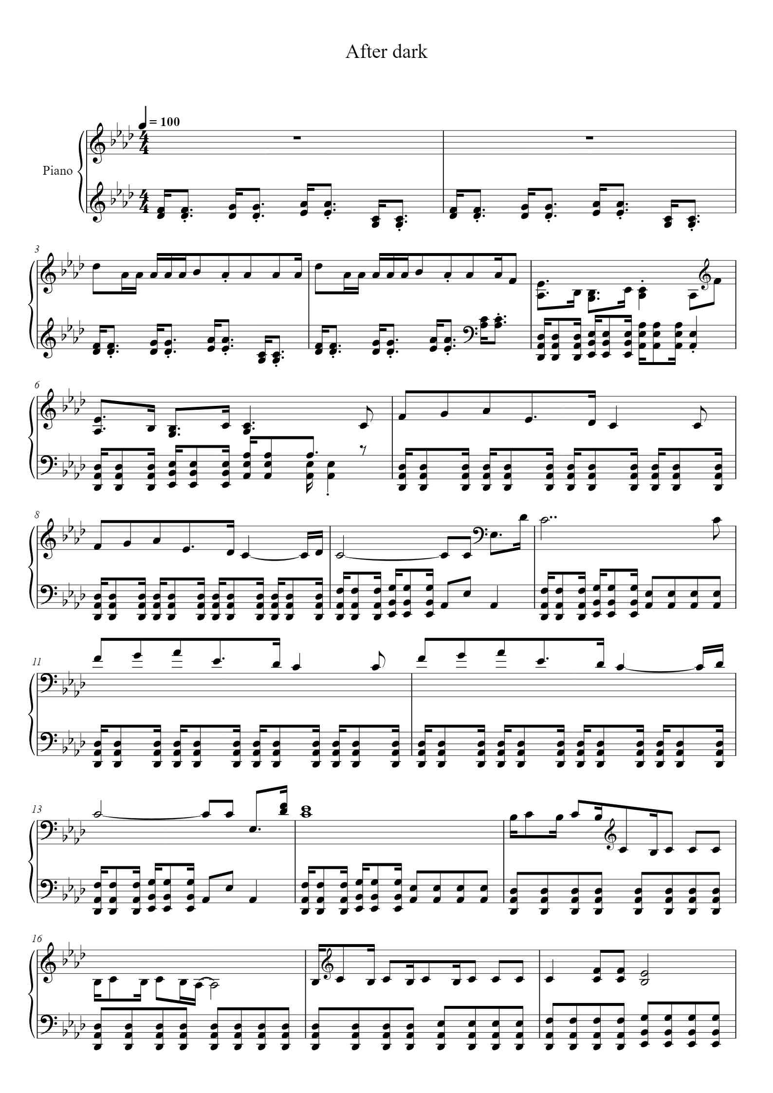 'After Dark' - Piano Sheet Music By Mr.Kitty | TOPiano