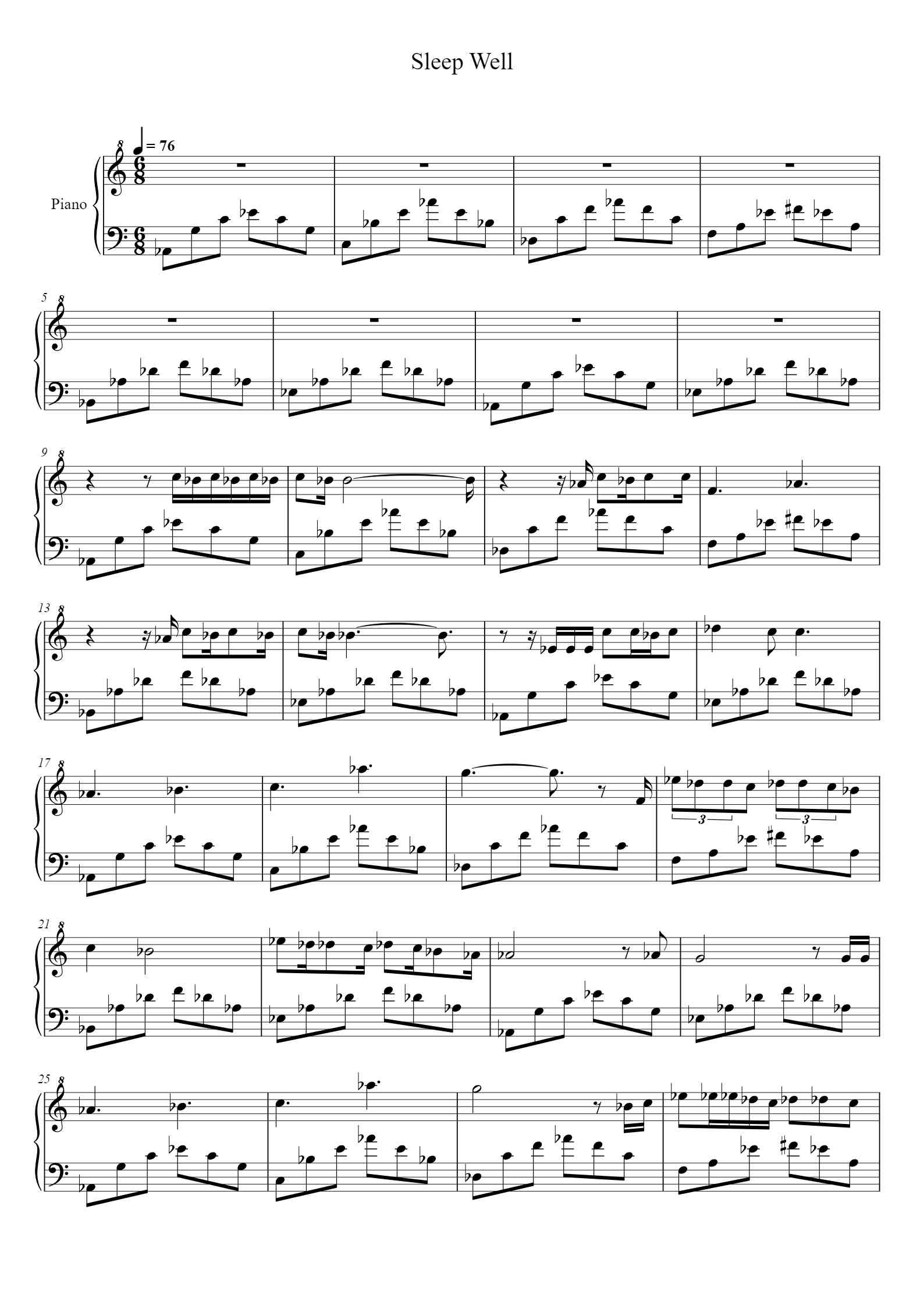 'Sleep Well' - Piano Sheet Music By d4vd | TOPiano