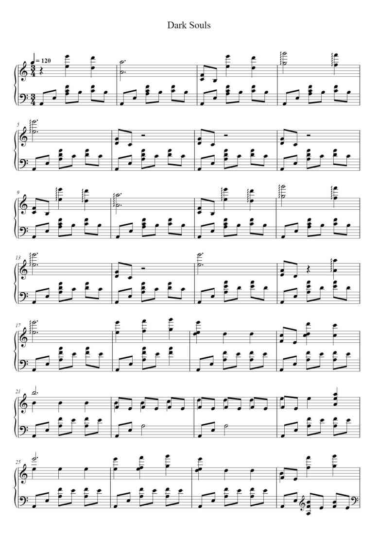 'Dark Souls Gwyn Lord of Cinder' - Piano Sheet Music By Motoi Sakuraba | TOPiano
