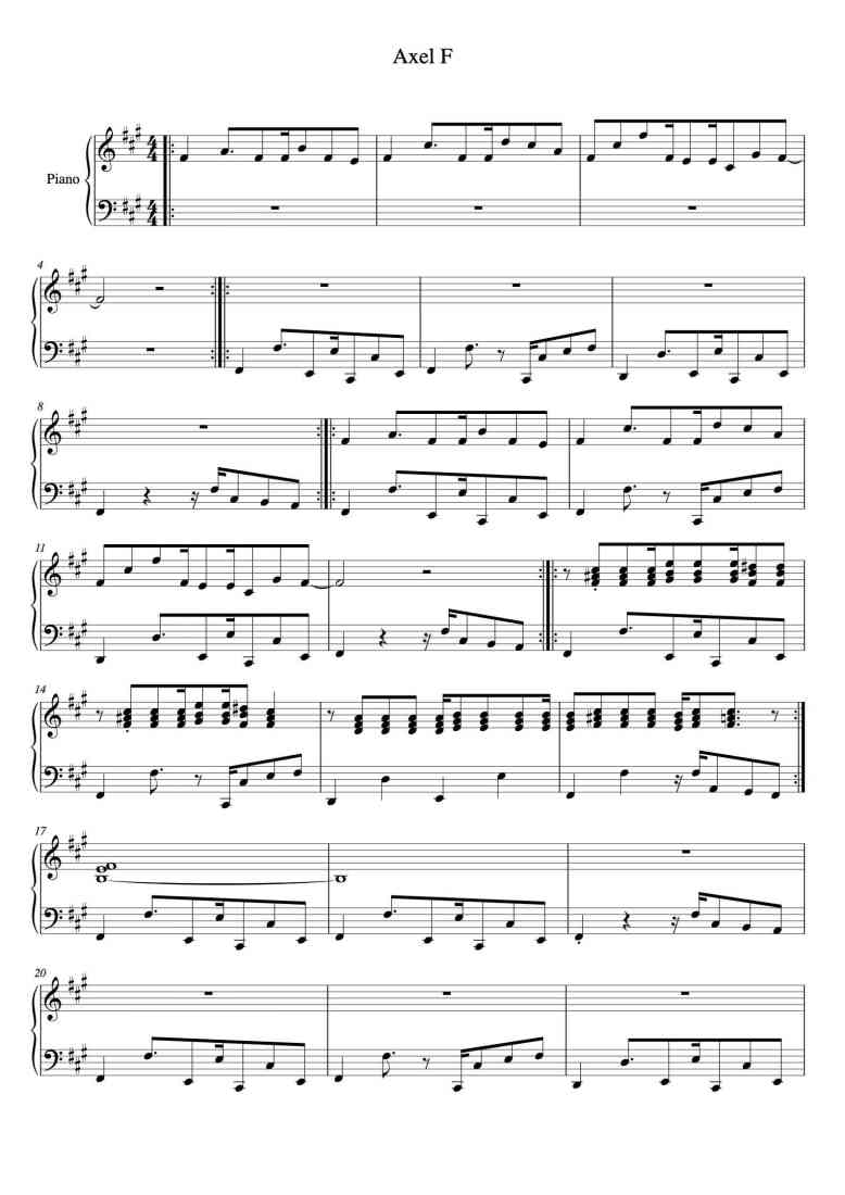 'Axel F' - Piano Sheet Music By xxx | TOPiano