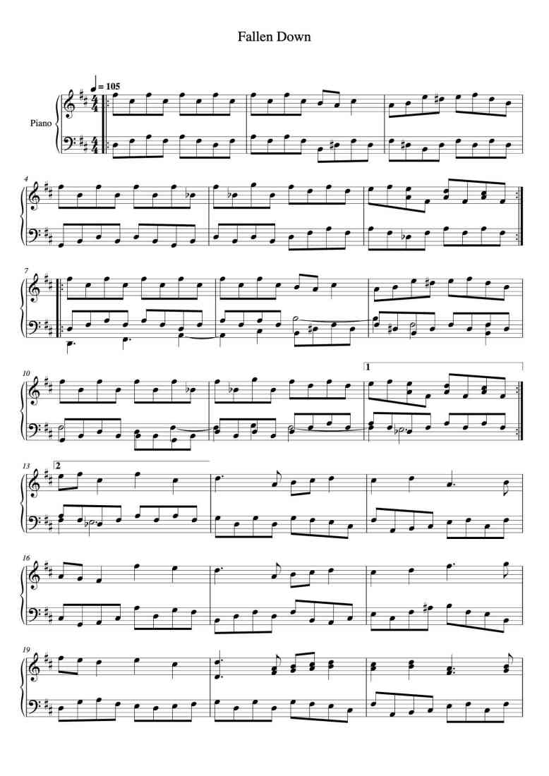 'Fallen Down' - Piano Sheet Music By Toby Fox | TOPiano