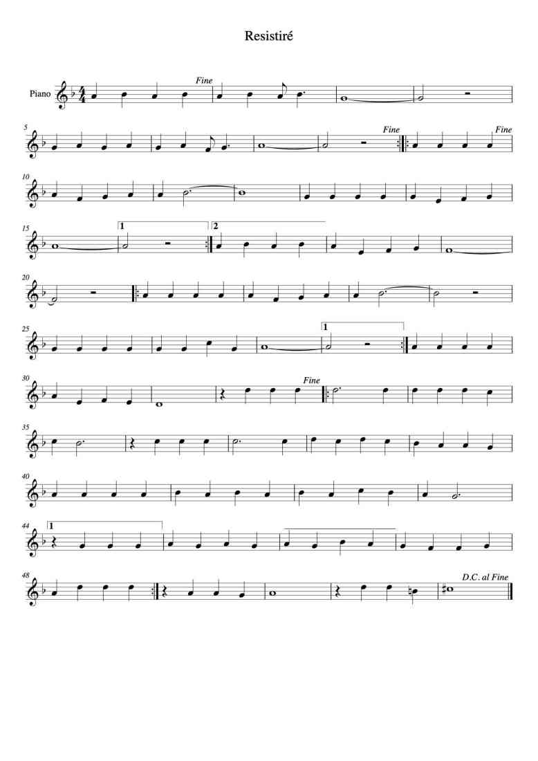 'Resistiré' - Piano Sheet Music By Dúo Dinámico | TOPiano