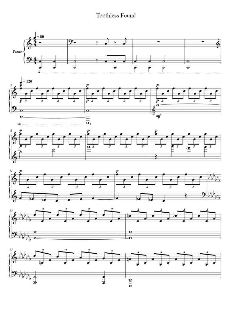 'Toothless Found' - Piano Sheet Music By John Powell Arranged by ...