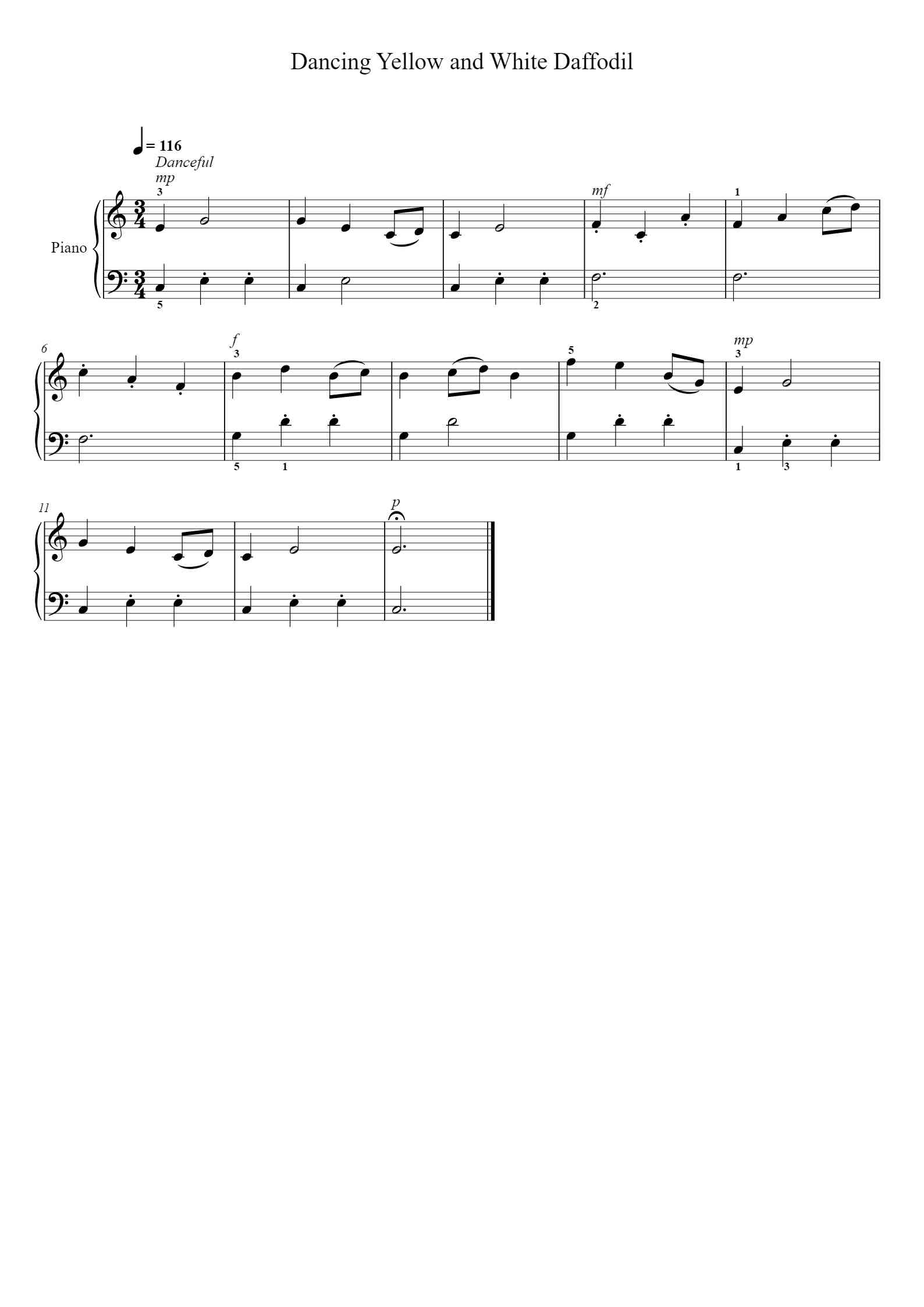 'Dancing Yellow and White Daffodil' - Piano Sheet Music By Cynthia Ali ...