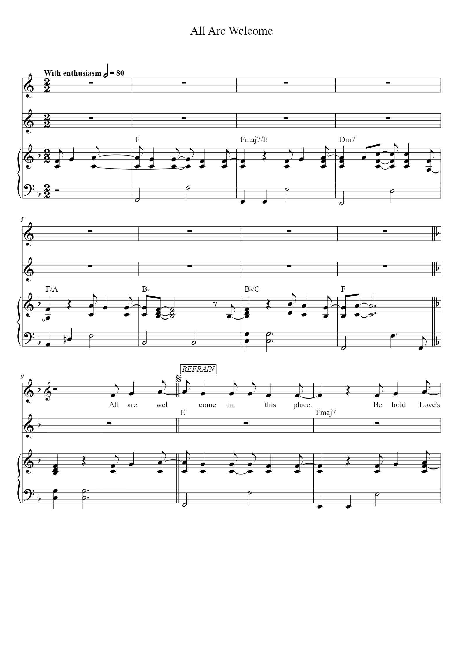 'All Are Welcome' - Piano Sheet Music By Jesse Manibusan and Jennah ...
