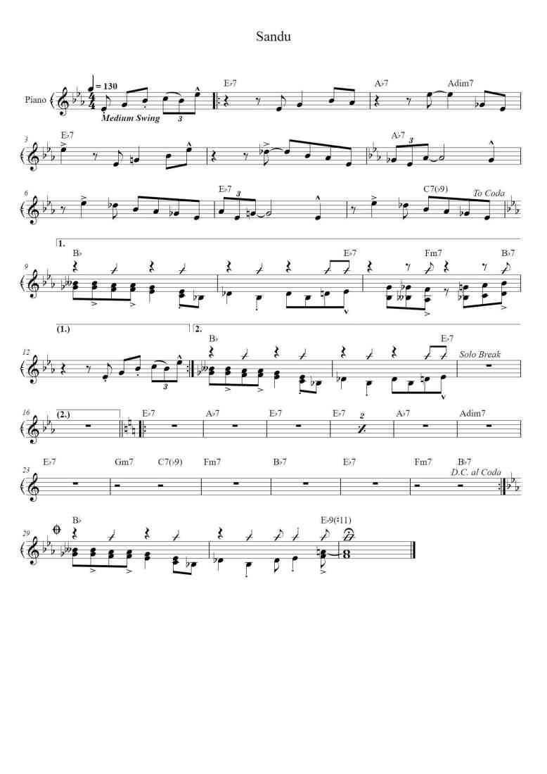 'Sandu' - Piano Sheet Music By Clifford Brown | TOPiano