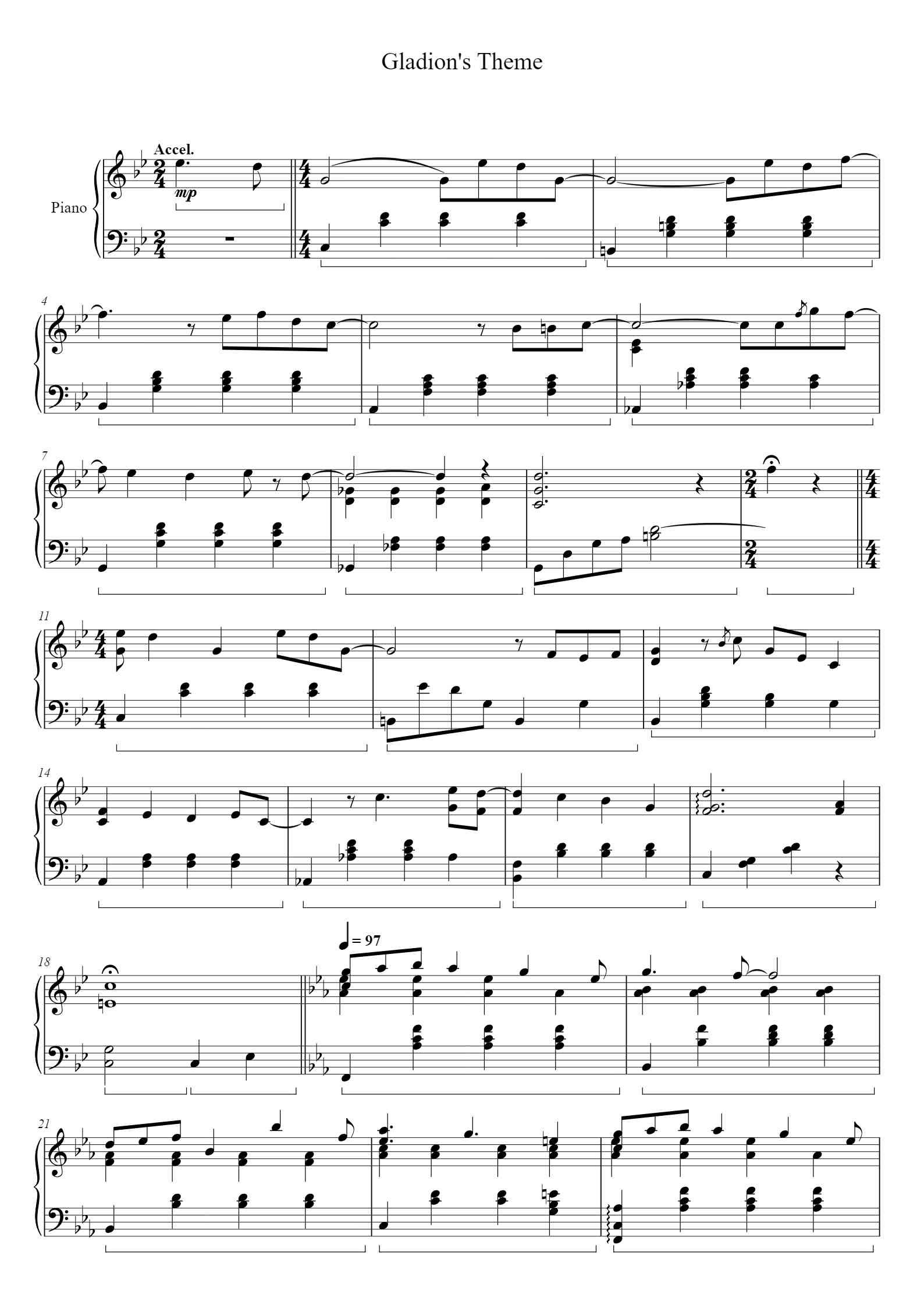 'Gladion's Theme' - Piano Sheet Music By Misc Unsigned Bands | TOPiano