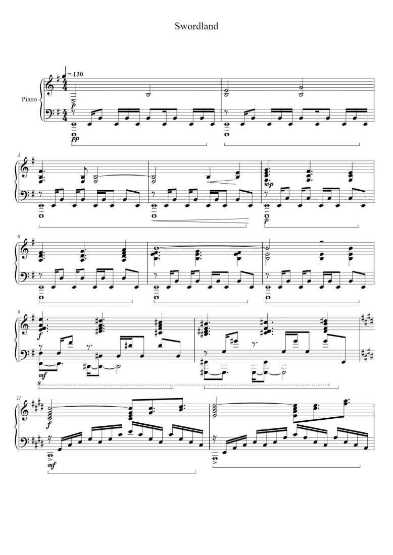 'Swordland' - Piano Sheet Music By Arrangement by Animenz | TOPiano