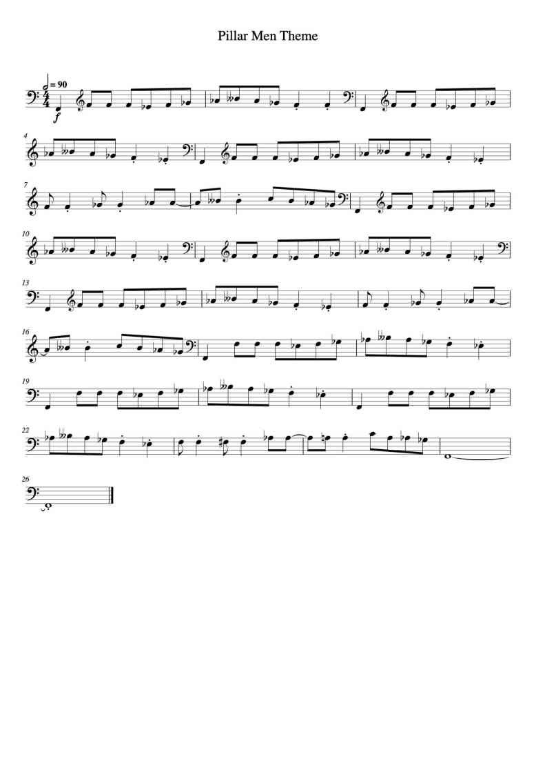 'Pillar Men Theme' - Piano Sheet Music By xxx | TOPiano