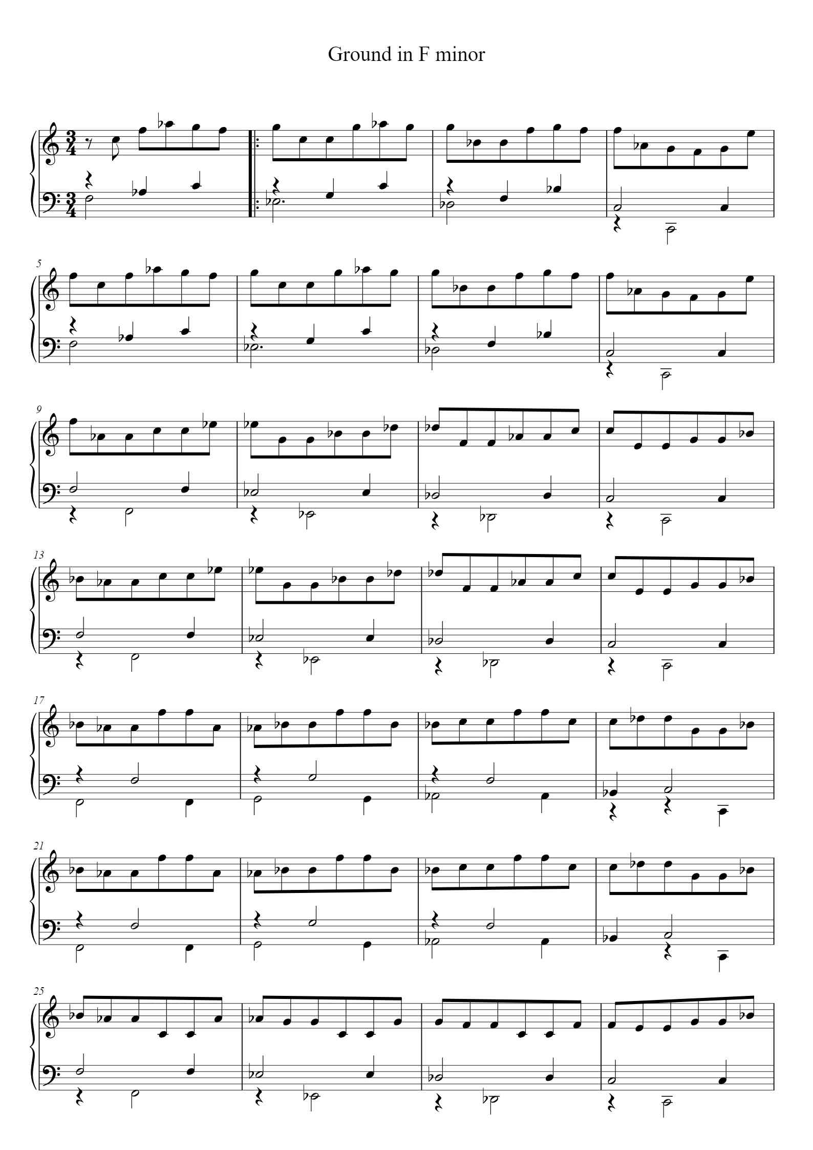 'Ground in F minor' - Piano Sheet Music By John Eccles | TOPiano