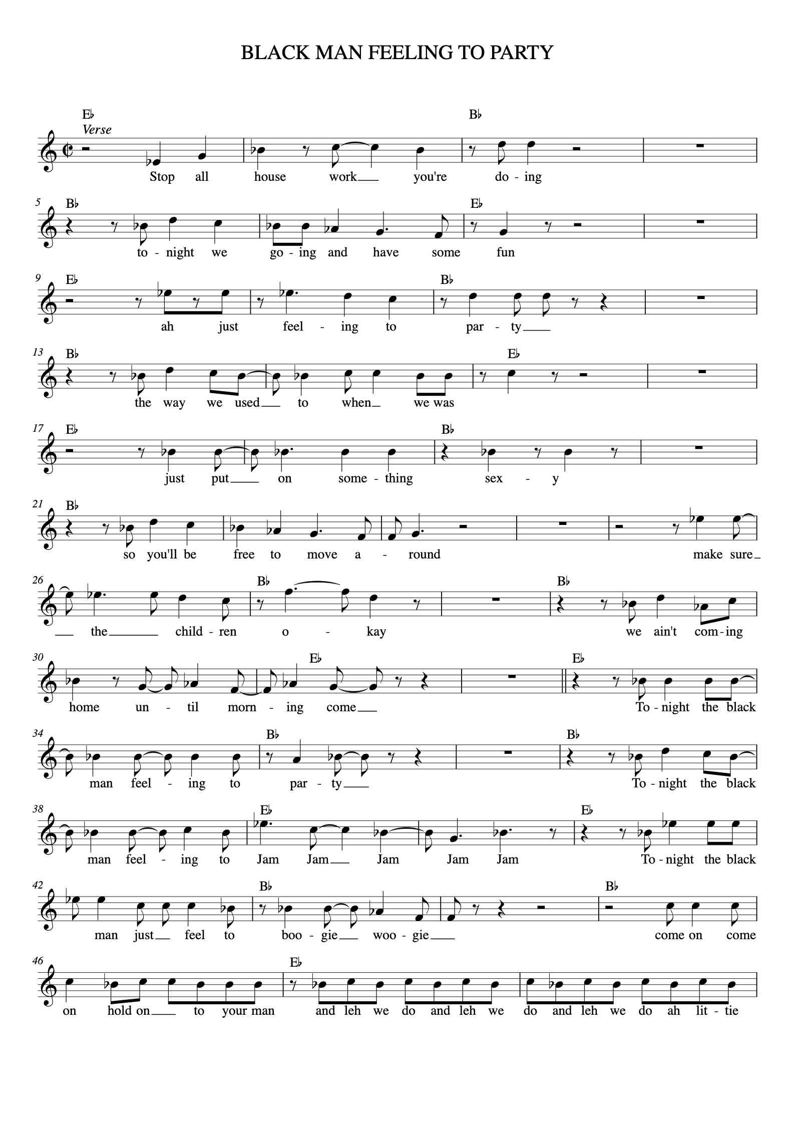 'BLACK MAN FEELING TO PARTY' - Piano Sheet Music By Leroy "Black Stalin ...