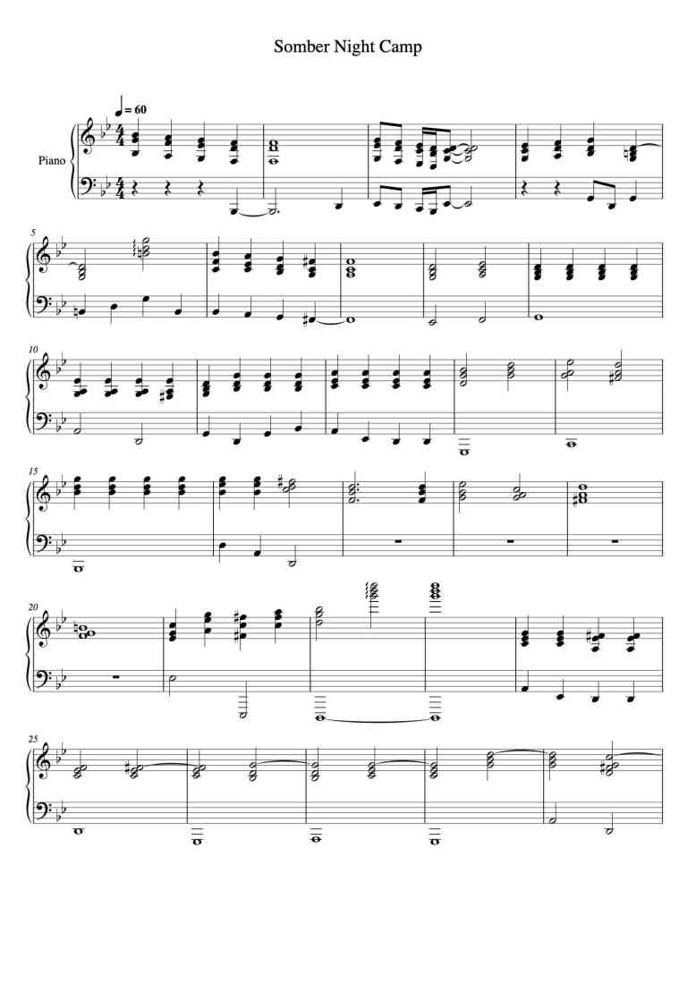 Somber Night Camp钢琴谱 - Composed By: Ashton Henry - free piano sheet ...