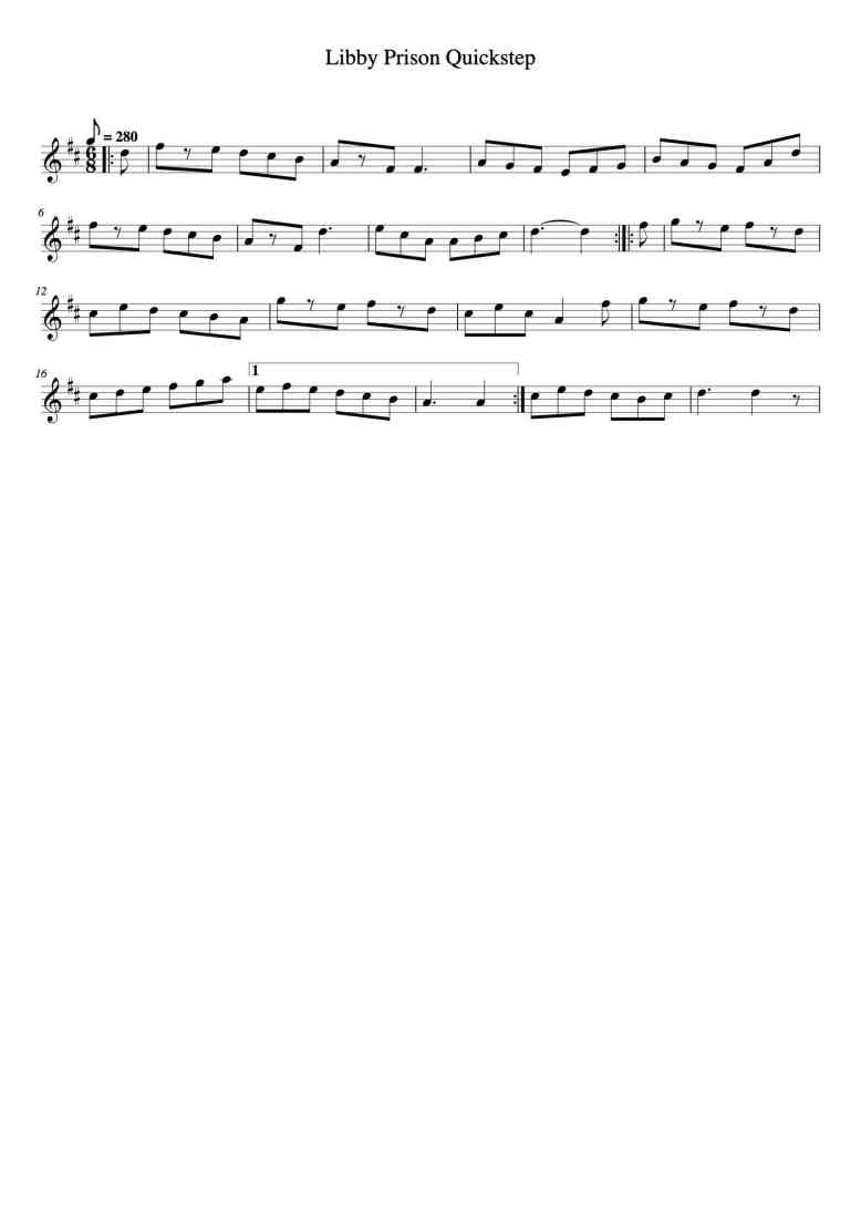 'Libby Prison Quickstep' - Piano Sheet Music By By Theo. B. Jobe ...