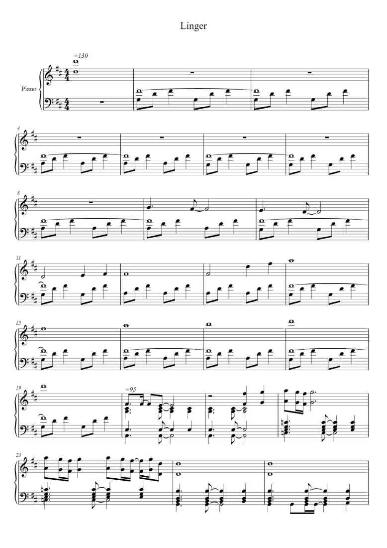 'Linger' - Piano Sheet Music By Yorktie Phisopp | TOPiano