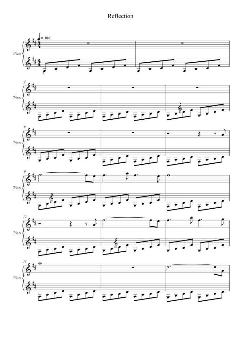 'Reflection' - Piano Sheet Music By Masafumi Komatsu | TOPiano