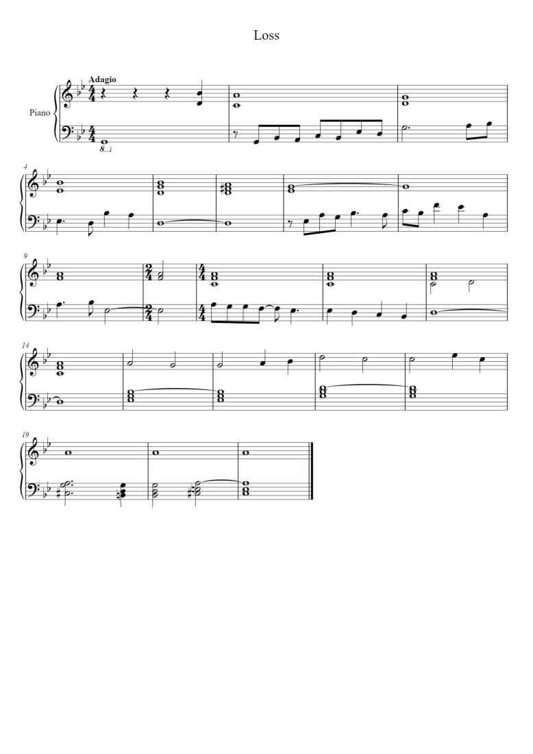 Loss钢琴谱 - Thomas Regin - free piano sheet music - PiaNoproblem