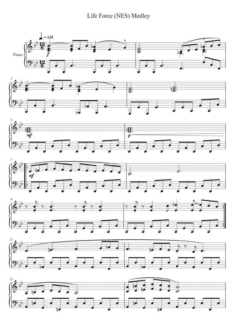 'Life Force (NES) Medley' - Piano Sheet Music By Miki Higashino, Shinya ...