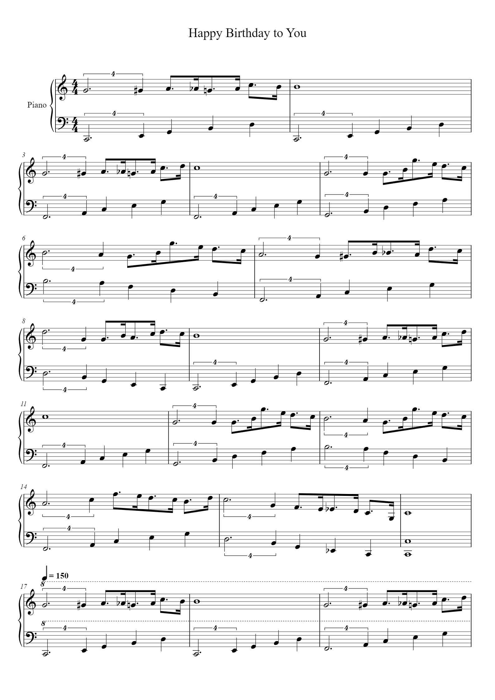 'Happy Birthday to You' - Piano Sheet Music By Chuyển soạn: Bột Năng ...