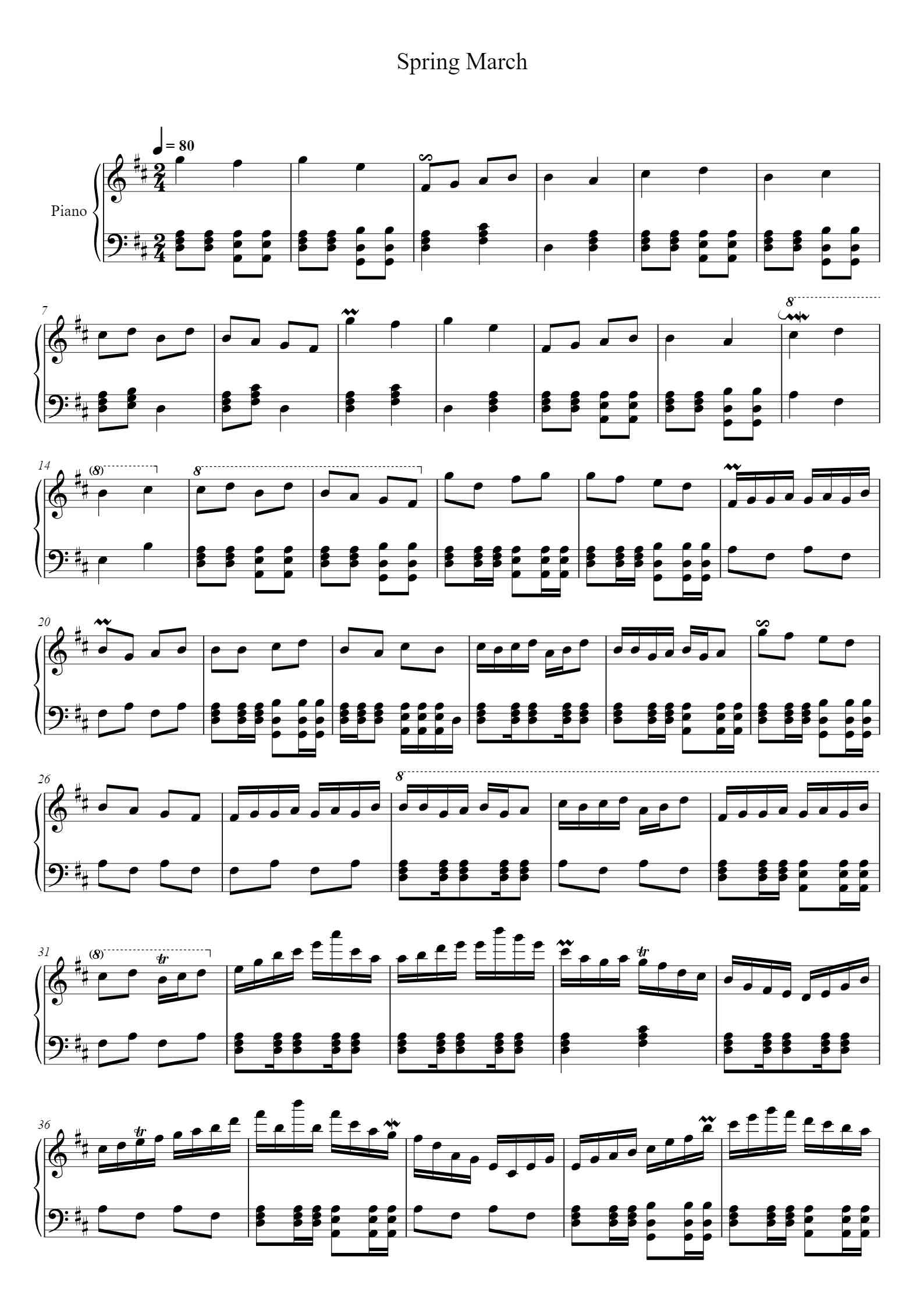 'Spring March' - Piano Sheet Music By Humple | TOPiano