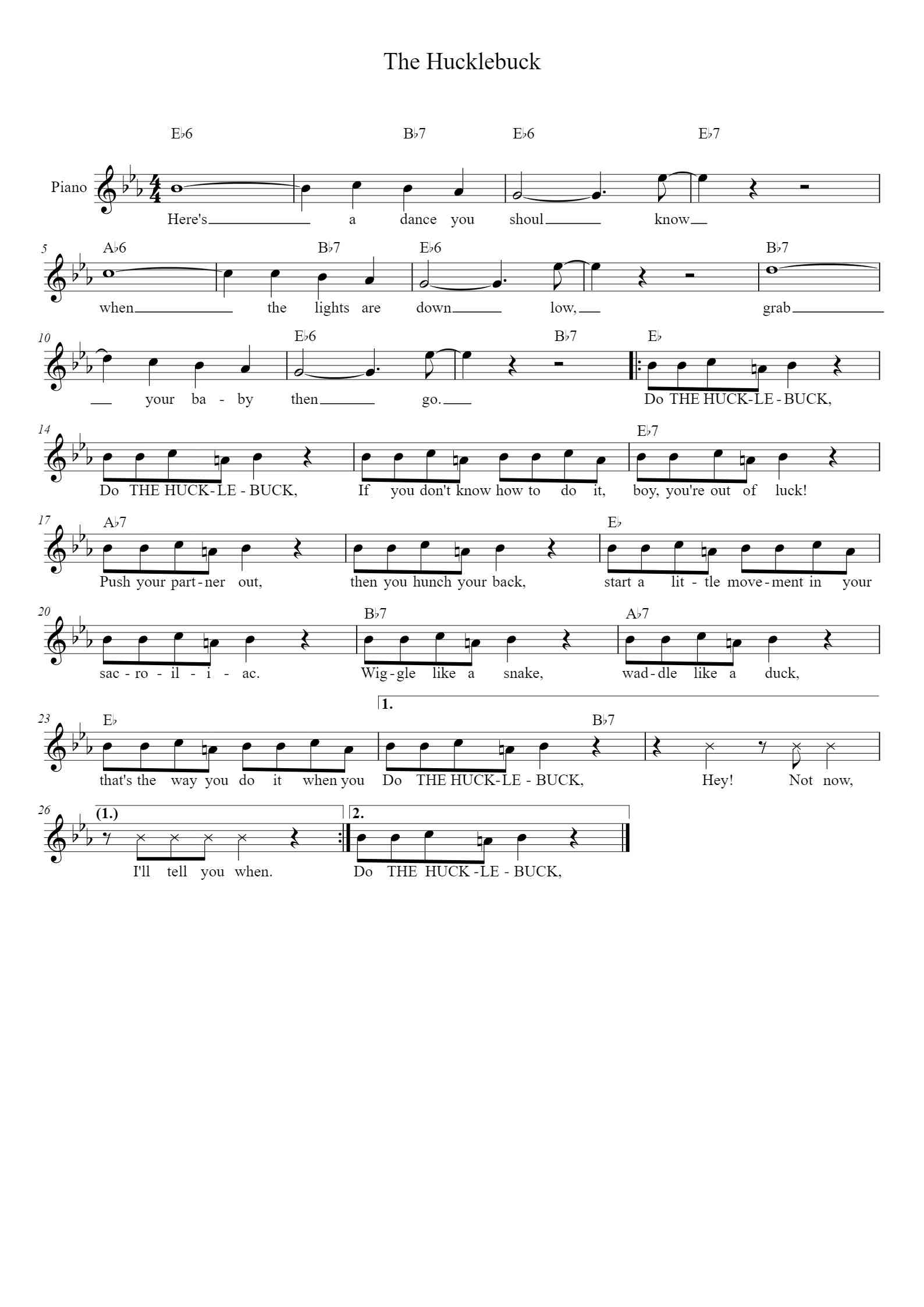 'The Hucklebuck' - Beginner Piano Sheet Music by Andy Gibson | TOPiano