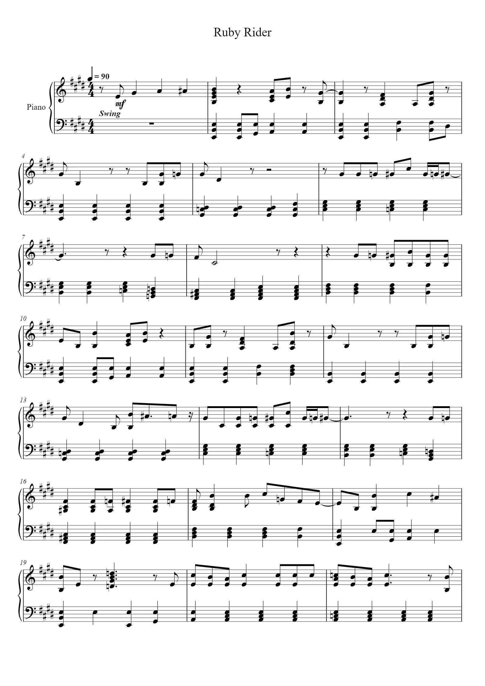 'Ruby Rider' - Piano Sheet Music By Rebecca Sugar | TOPiano