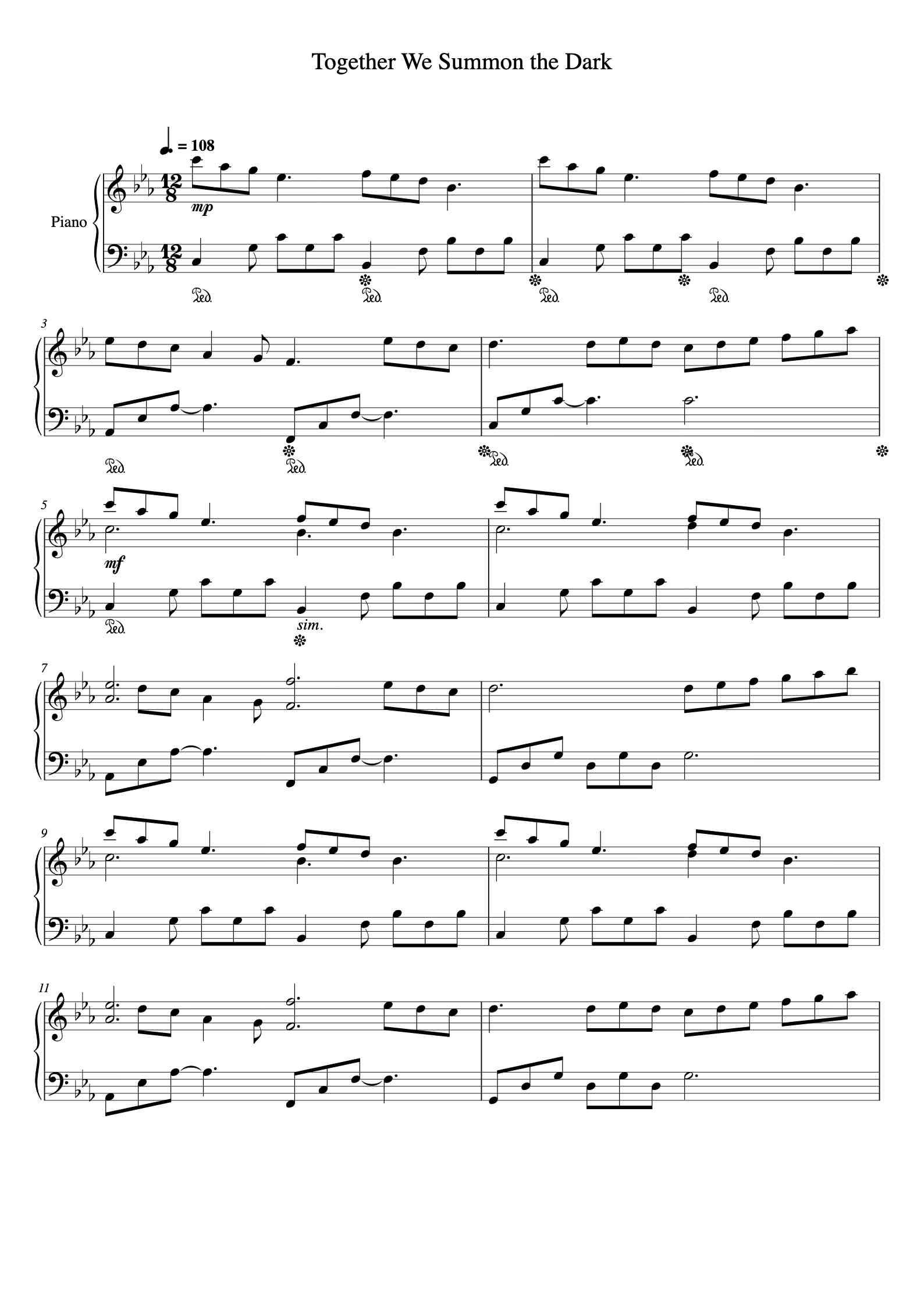 'Together We Summon the Dark' - Piano Sheet Music By Cowdith | TOPiano