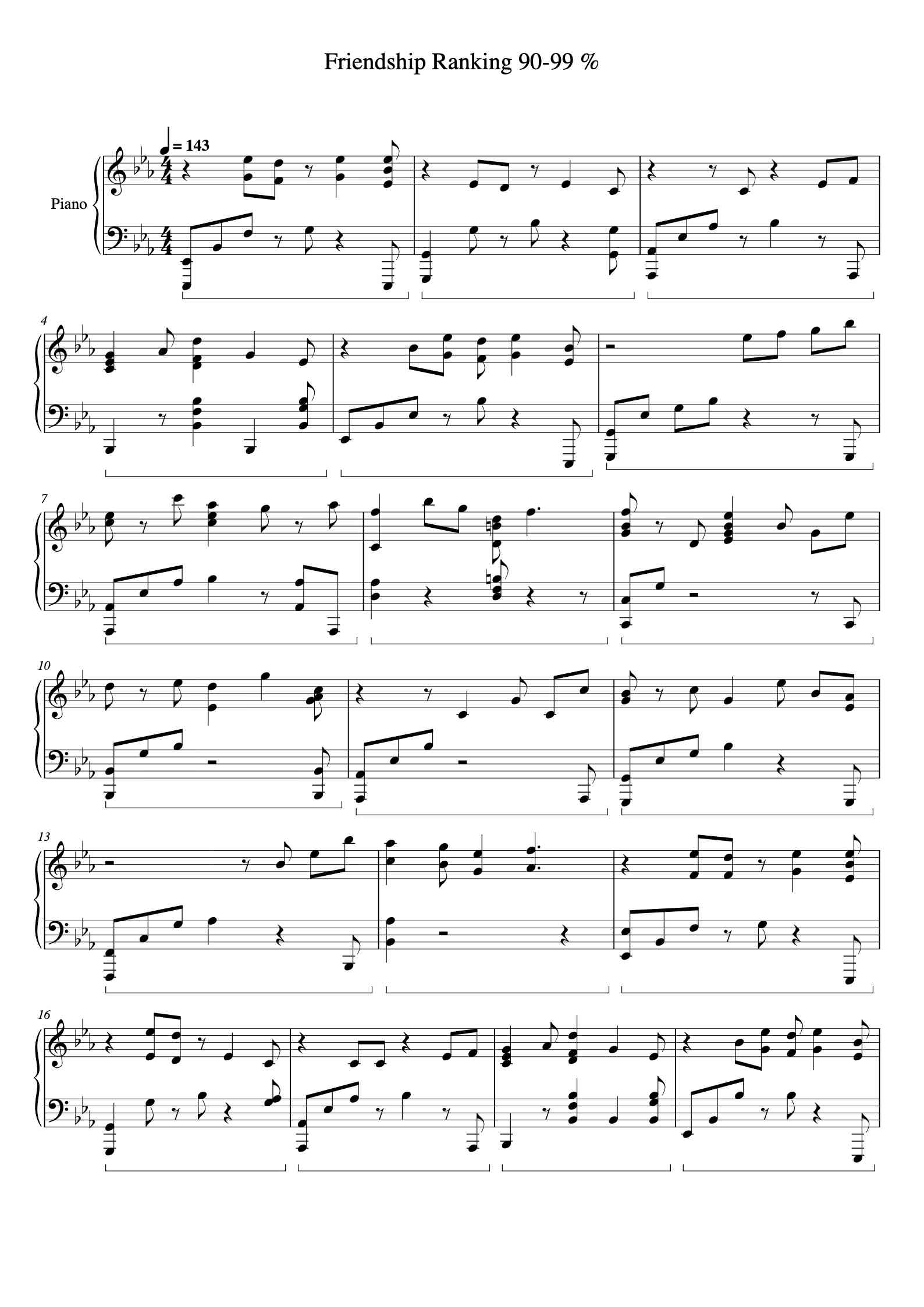 'Friendship Ranking 90-99 %' - Piano Sheet Music By Daisuke Matsuko ...