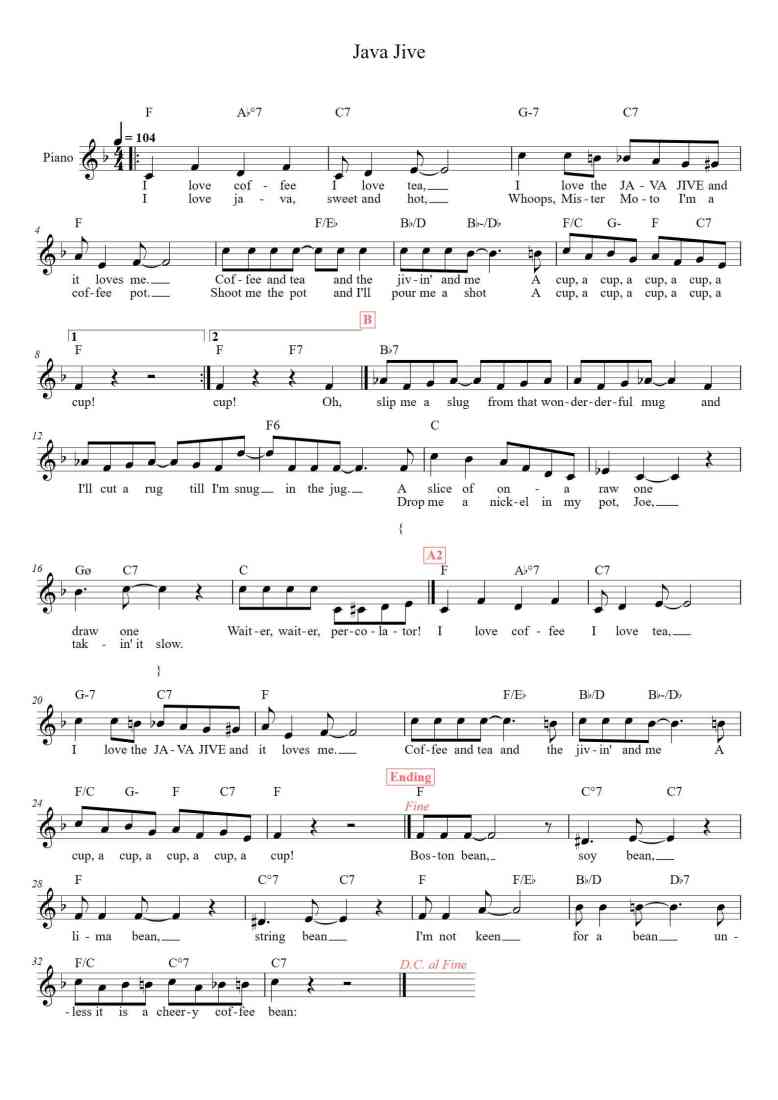'Java Jive' - Piano Sheet Music By Milton Drake and Ben Oakland | TOPiano