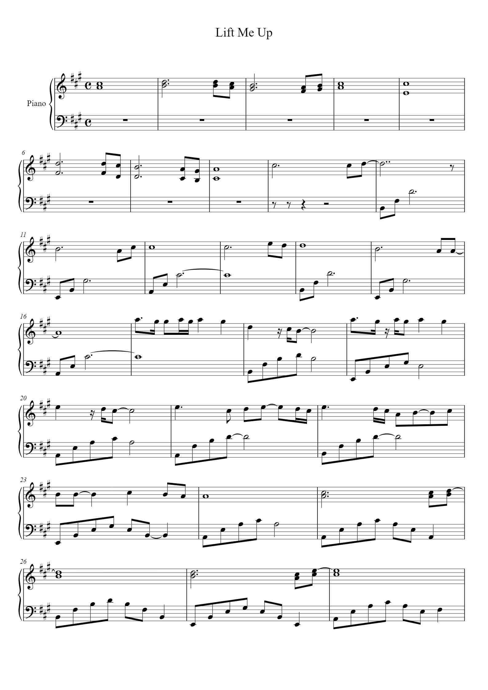 'Lift Me Up' - Piano Sheet Music By Rihanna | TOPiano