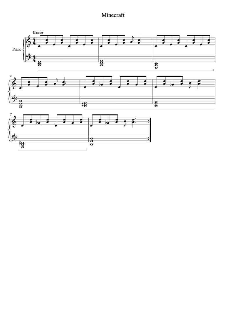 'Minecraft' - Piano Sheet Music By xxx | TOPiano