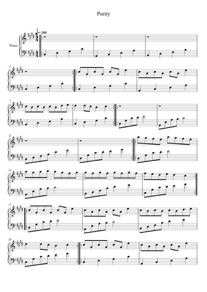 Purity——Painless Destiny钢琴谱 - Painless Destiny - free piano sheet music ...