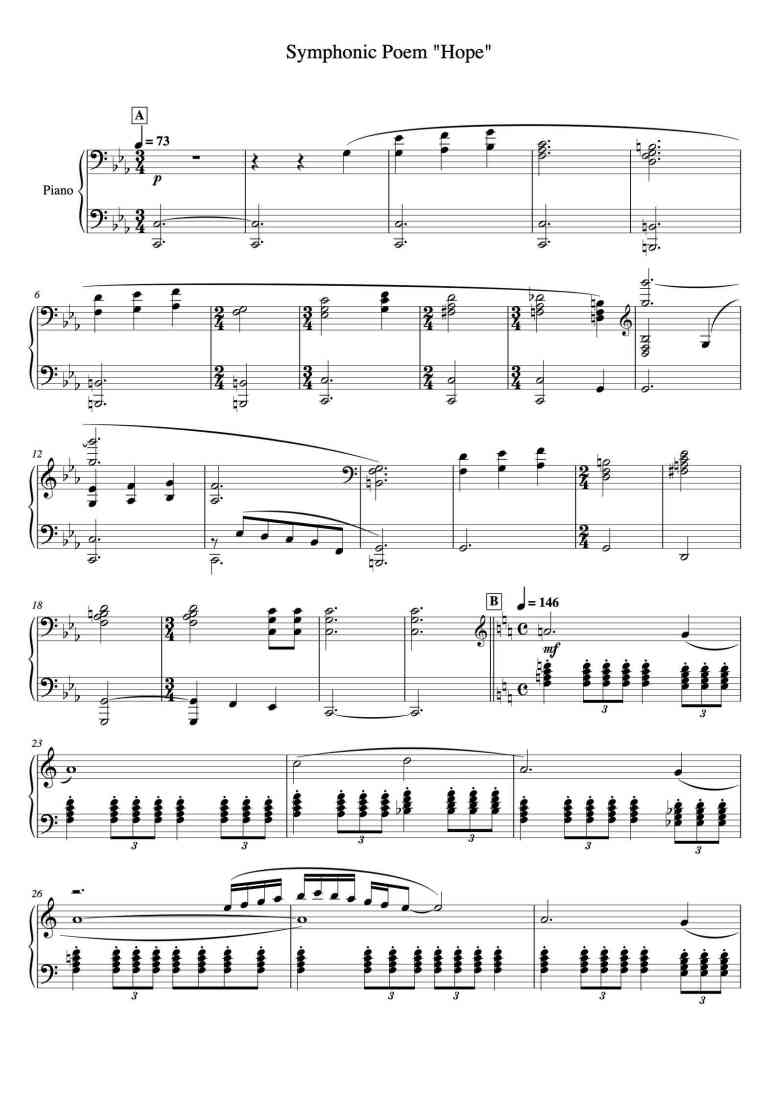 'Symphonic Poem "Hope"' - Piano Sheet Music By Taro Hakase | TOPiano