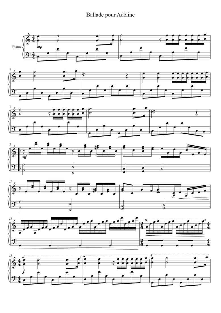 'Ballade pour Adeline' - Piano Sheet Music By Paul de Senneville | TOPiano