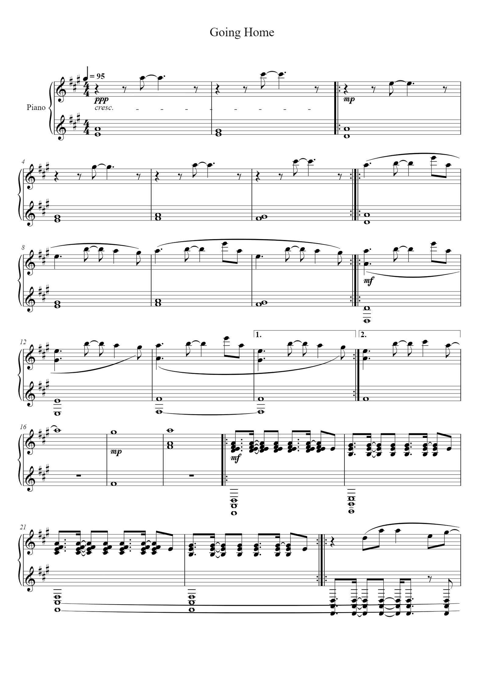 'Going Home' - Piano Sheet Music By Arr: Daniel Duro Soto | TOPiano