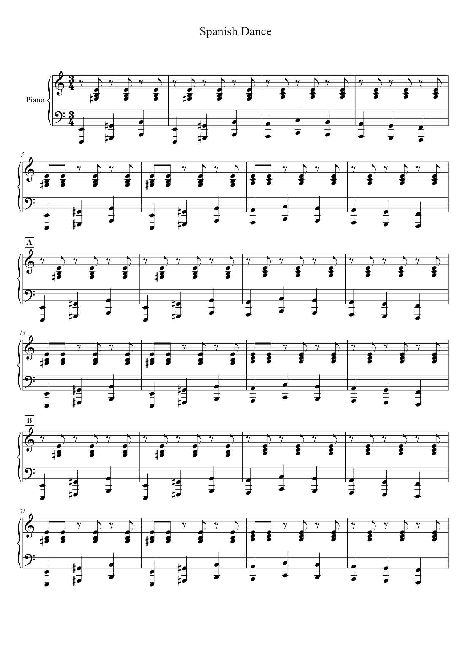 'Spanish Dance' - Piano Sheet Music By arr. Ramirez, Hoover, Toledo ...