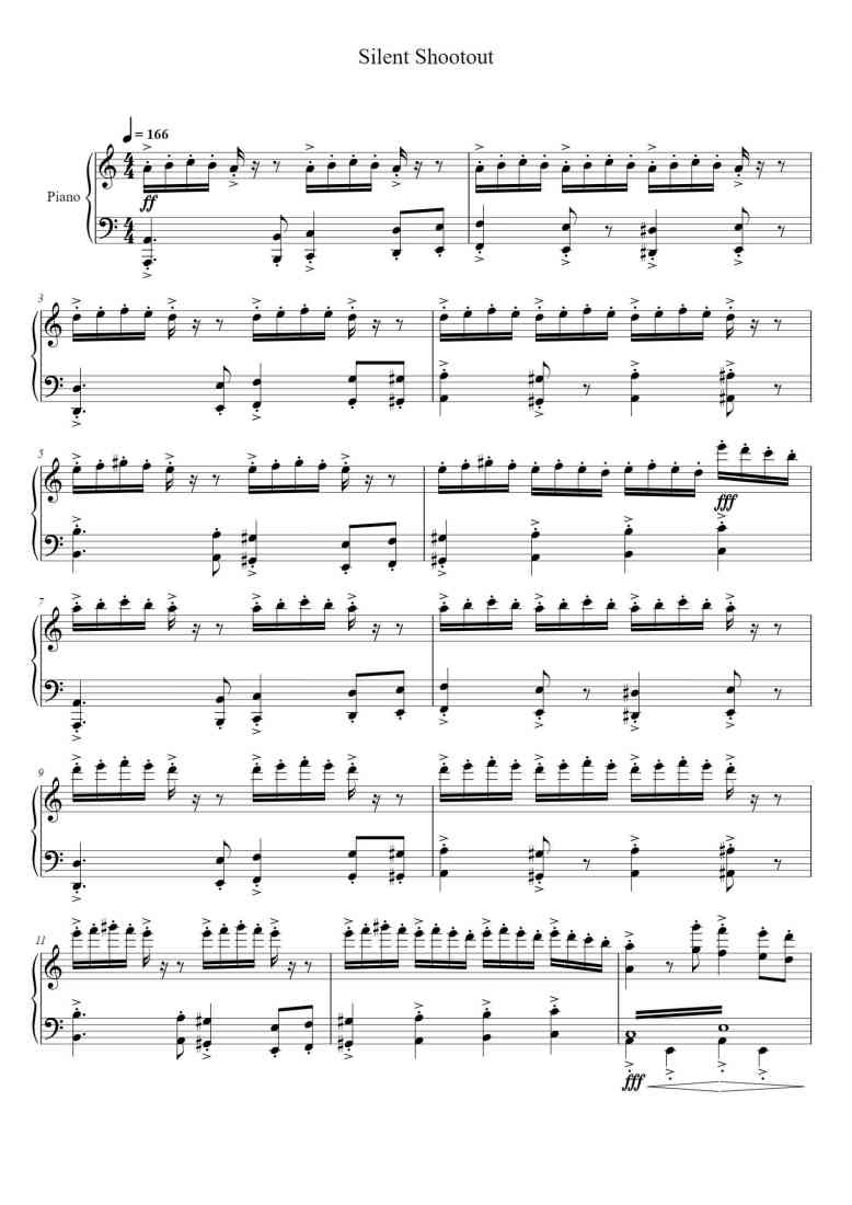 'Silent Shootout' - Piano Sheet Music By Jared Emerson-Johnson | TOPiano