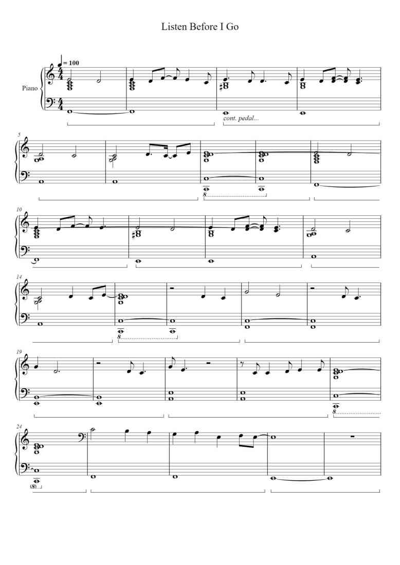 'Listen Before I Go' - Piano Sheet Music By Billie Eilish | TOPiano