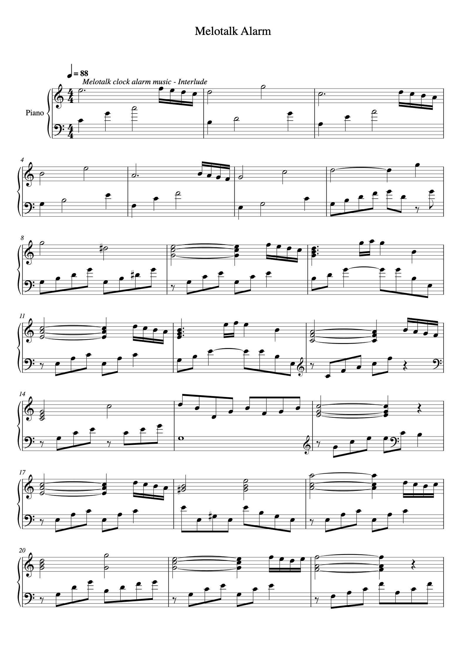 'Melotalk Alarm – Misc tunes [Interlude]' - Piano Sheet Music By xxx ...